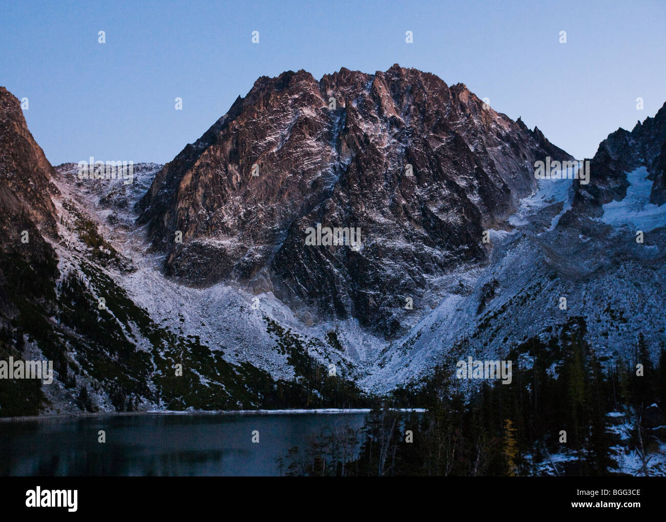 Dragontail Peak above Colchuck Lake in late afternoon, Washington ...