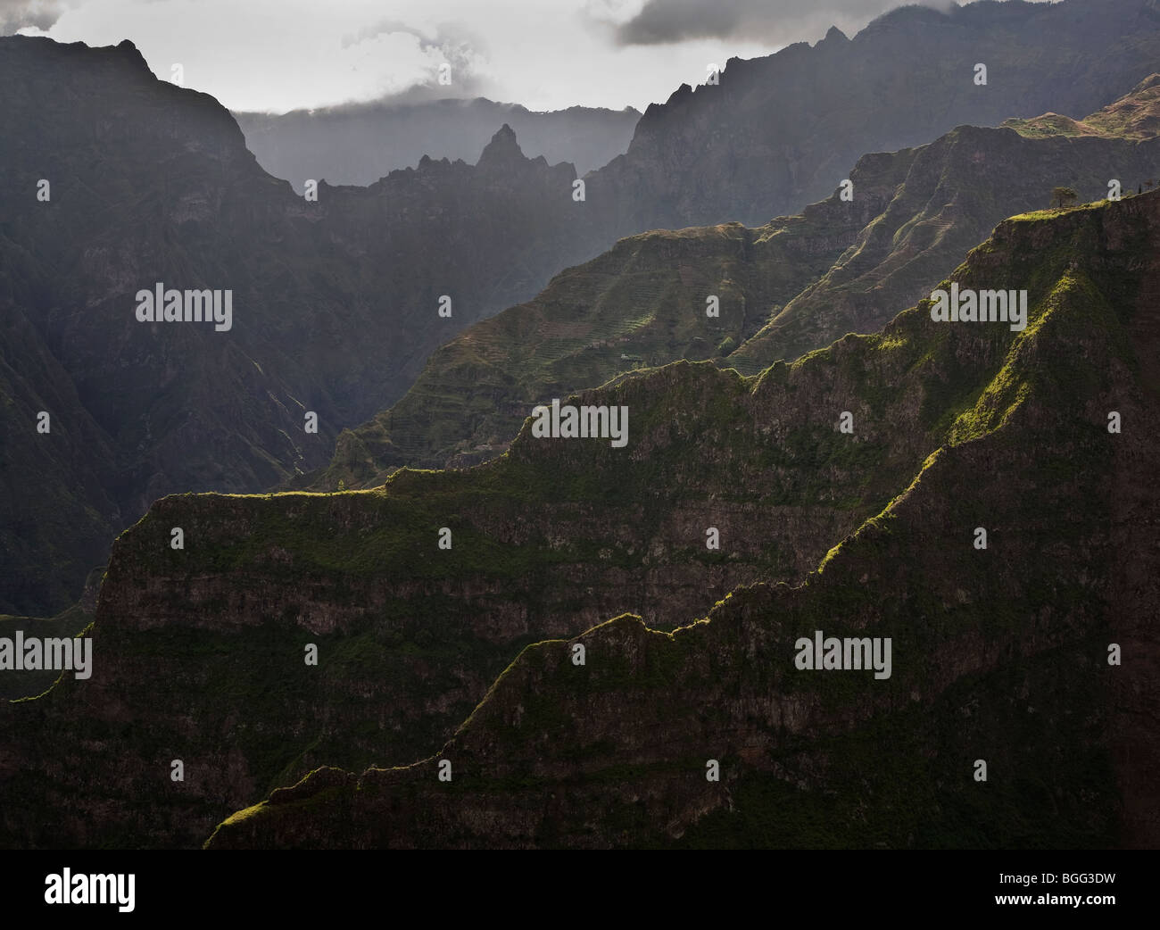Looking over the buttressed walls of the ravine of Ribiera de Torre ...