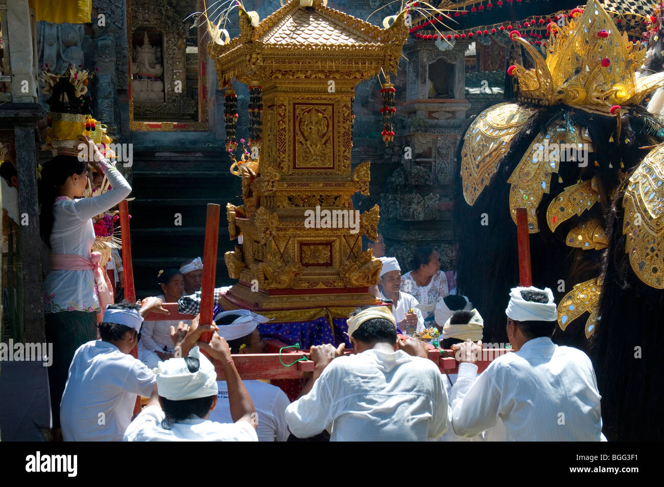 Temple procession at Benyutung, outside Ubud, the Balinese location for ...