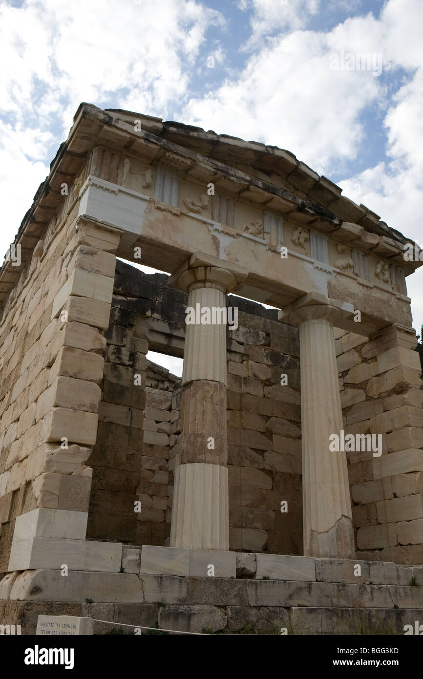 Treasury of the Athenians next to the Sacred Way Ancient Delphi Greece ...