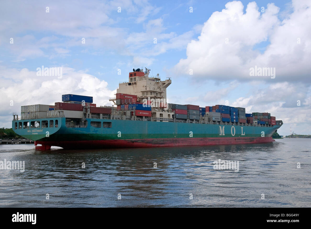 Container cargo ship,Savannah River Stock Photo - Alamy