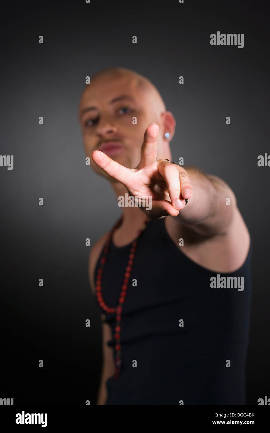 Man Doing Peace Sign High Resolution Stock Photography and Images - Alamy