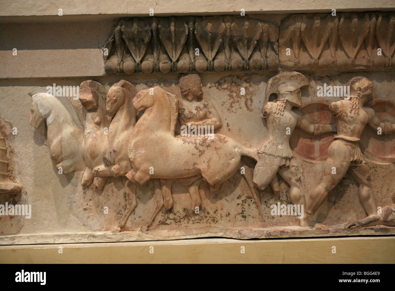 Scenes from the Trojan war - horses and trojans Stock Photo - Alamy