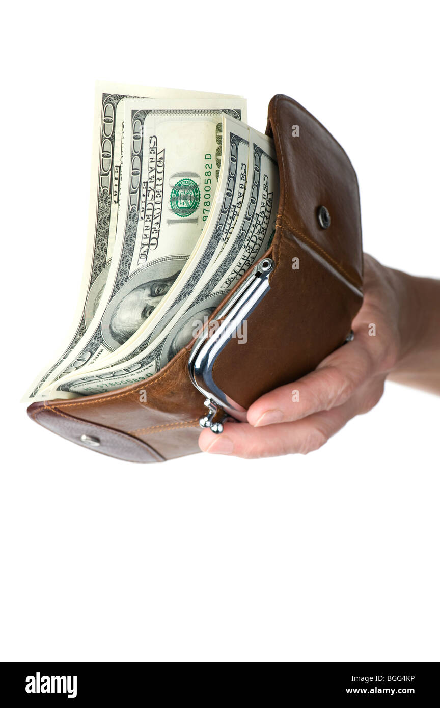 object on white - money on hand Stock Photo - Alamy