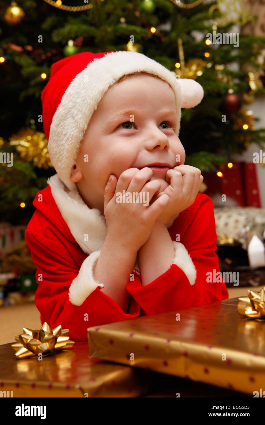 Boy Dressed Up As Father Christmas High Resolution Stock Photography ...