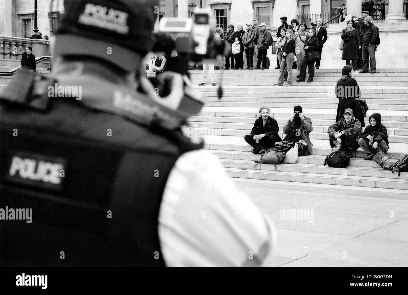 Police watching demonstration Black and White Stock Photos & Images - Alamy