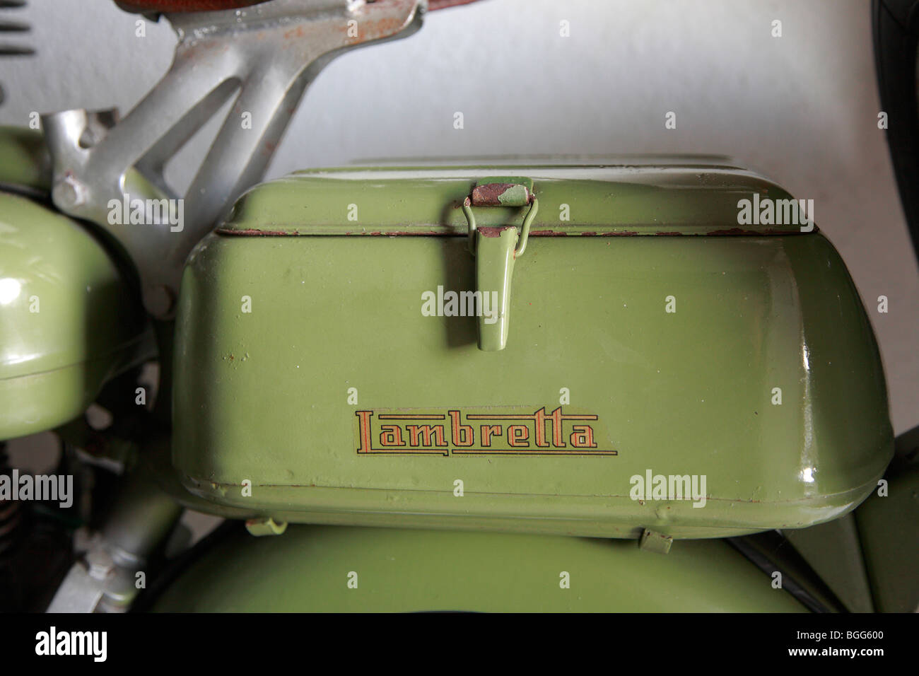 detail of lambretta scooter model D with lettering Stock Photo - Alamy