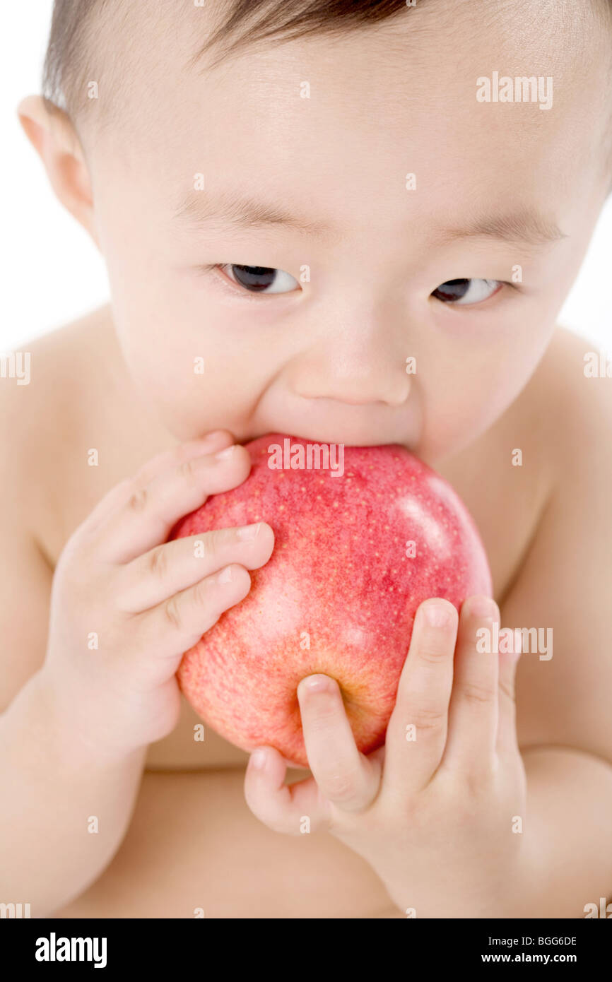 Cute baby boy apple fruit hi-res stock photography and images - Alamy
