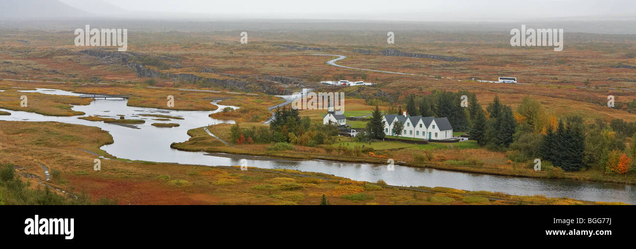 Iceland first Parliament, Thingvallakirkja Church and Oxara River ...