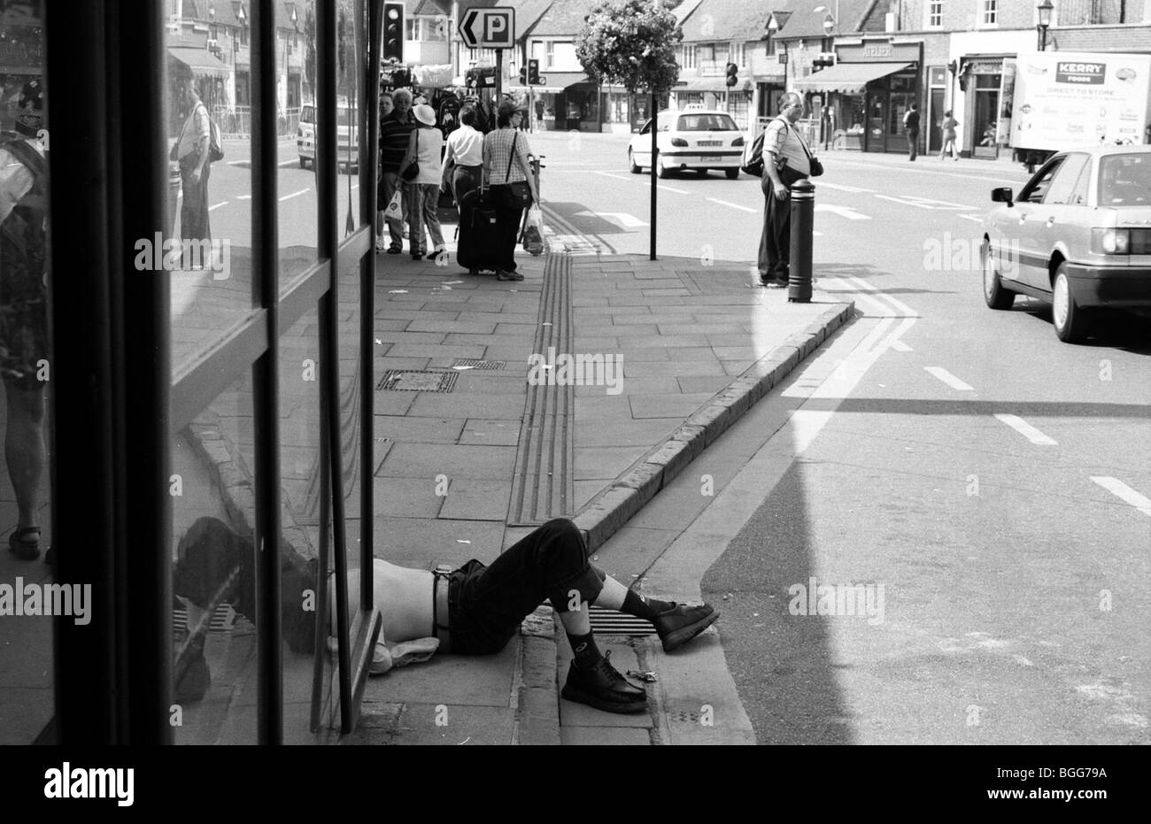 Man feet up on Black and White Stock Photos & Images - Alamy