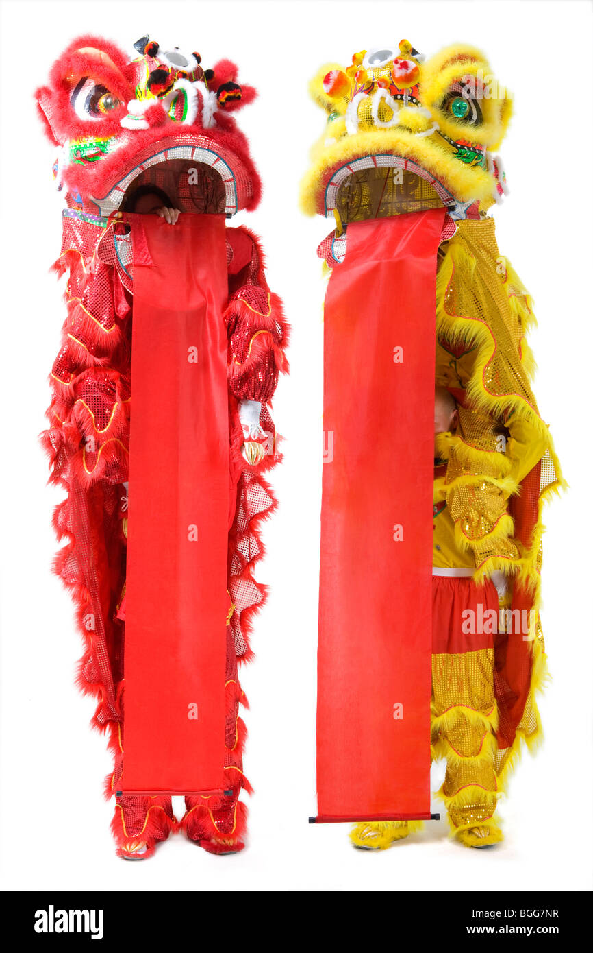 Chinese traditional lion dancing Stock Photo - Alamy