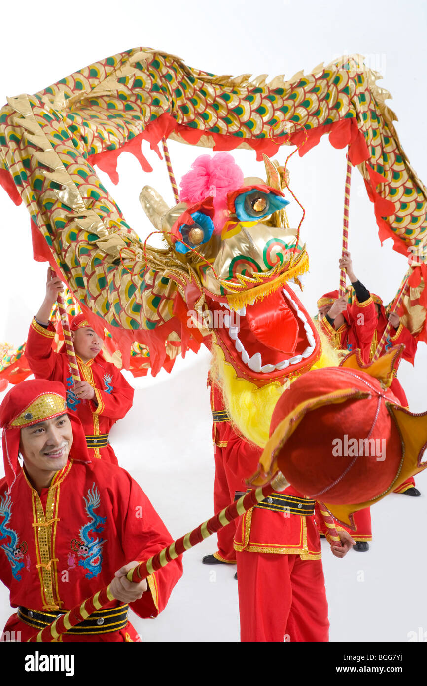 Chinese traditional dragon dancing Stock Photo - Alamy