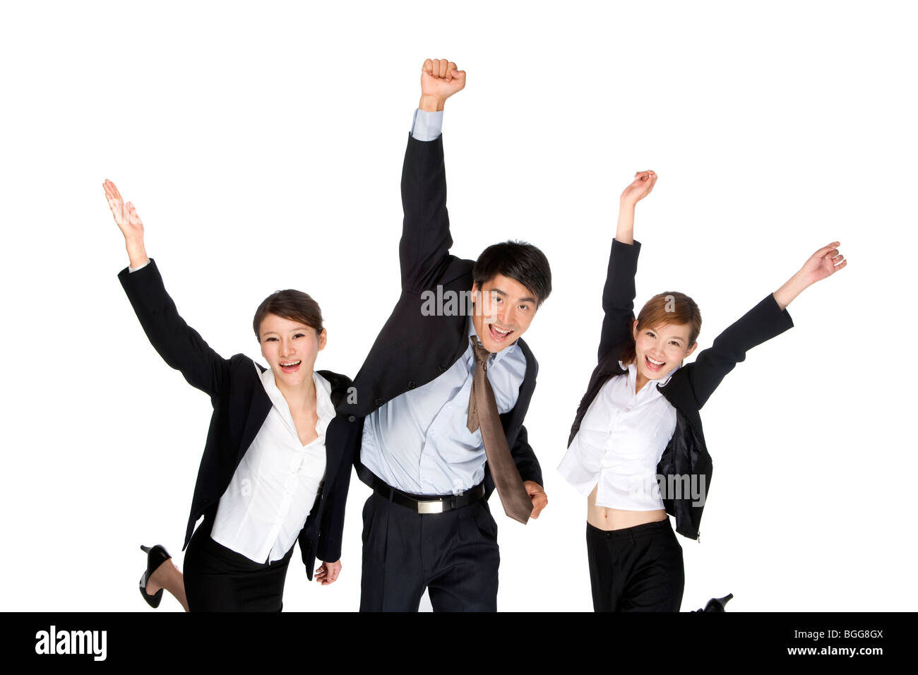 Three Excited Business People Stock Photo - Alamy