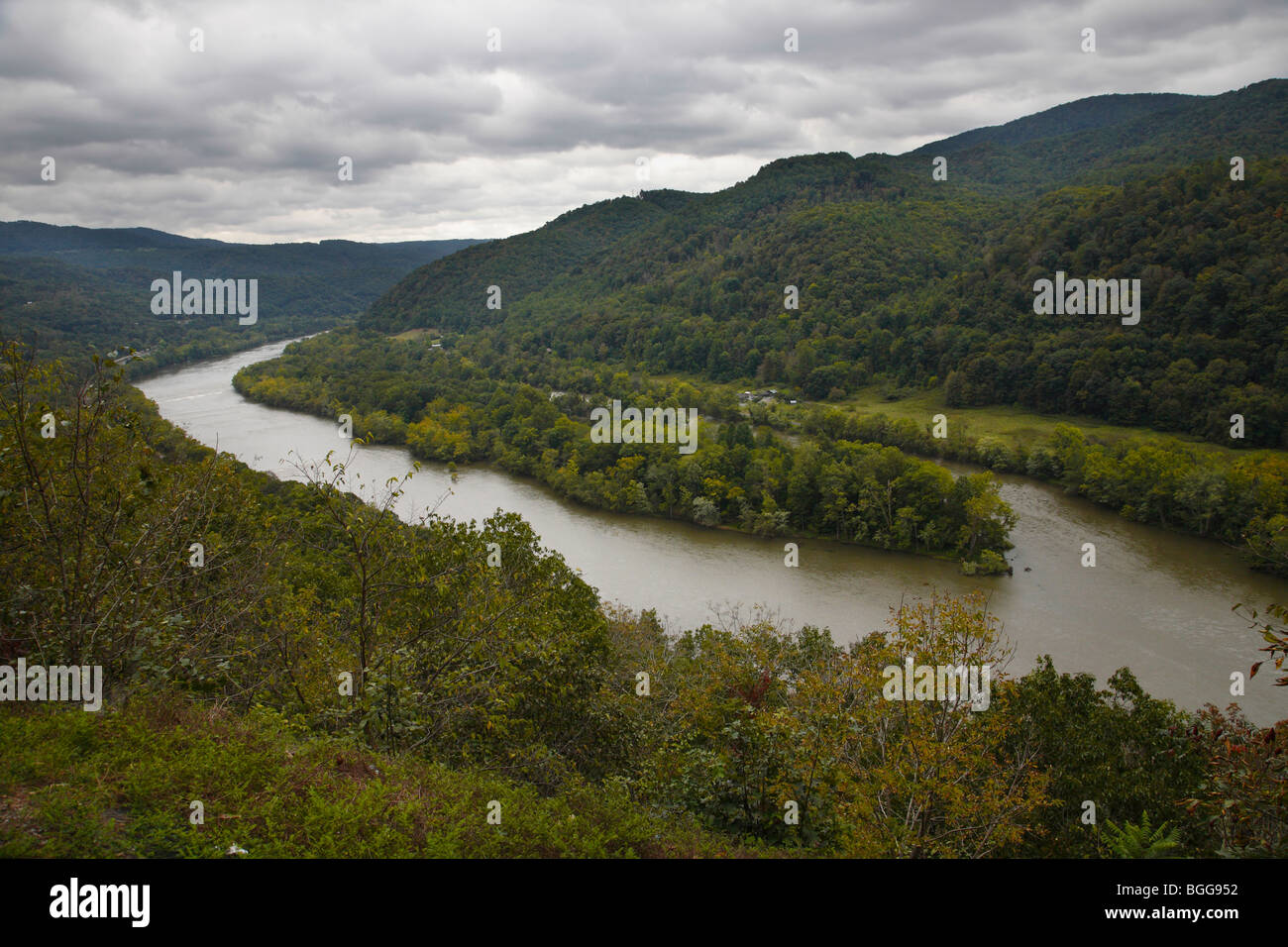 New River valley West Virginia in USA early fall landscape overlook ...