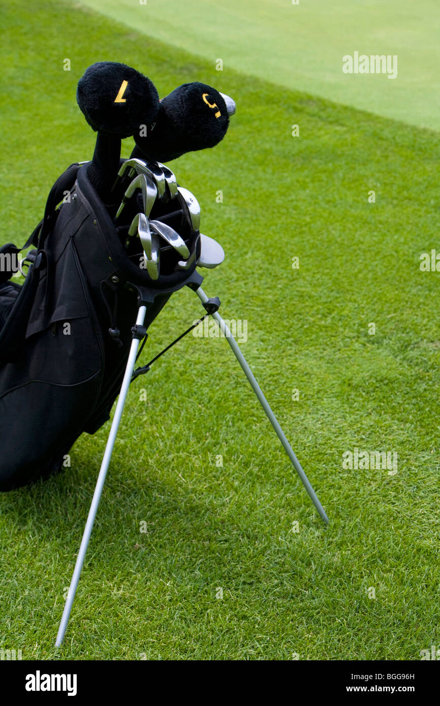 Golf Bag Beside a Putting Green Stock Photo - Alamy