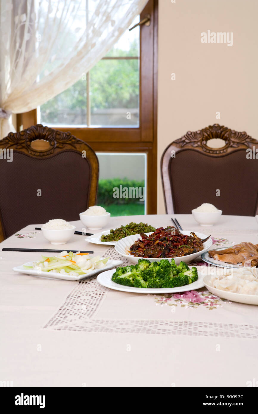 Dishes on table Stock Photo - Alamy