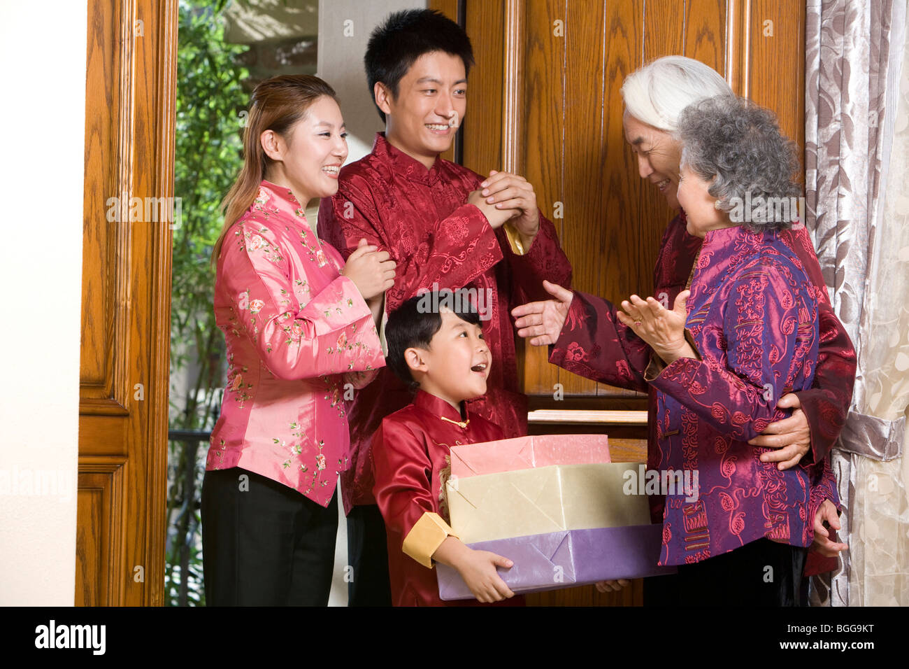 Family sending Chinese New Year gifts Stock Photo - Alamy