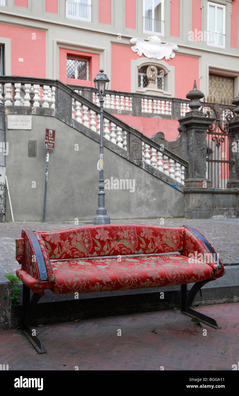 sofa settee in public square in Naples Stock Photo - Alamy