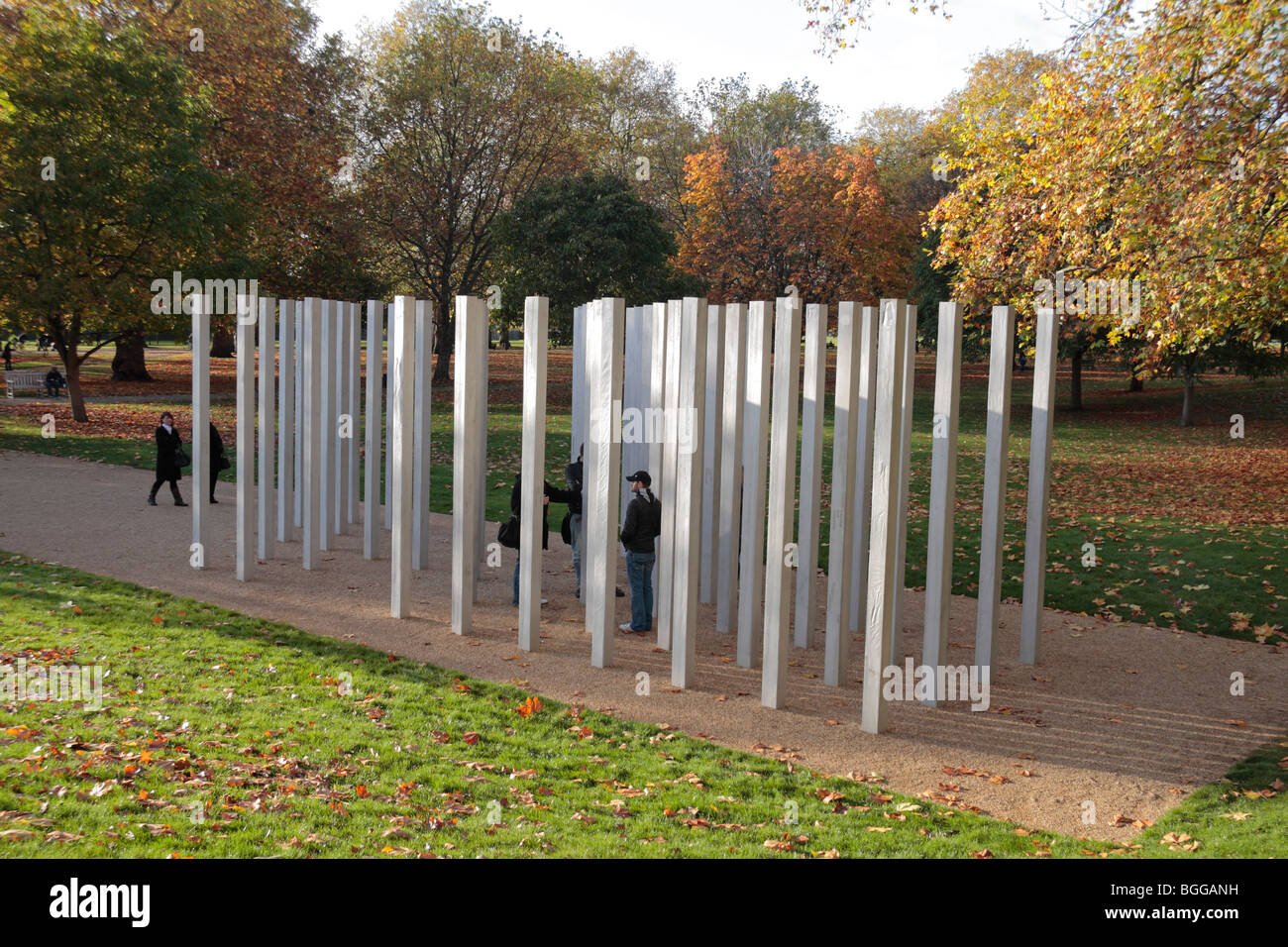 Visitors move around of the "7 July Memorial" to the 52 victims of the ...