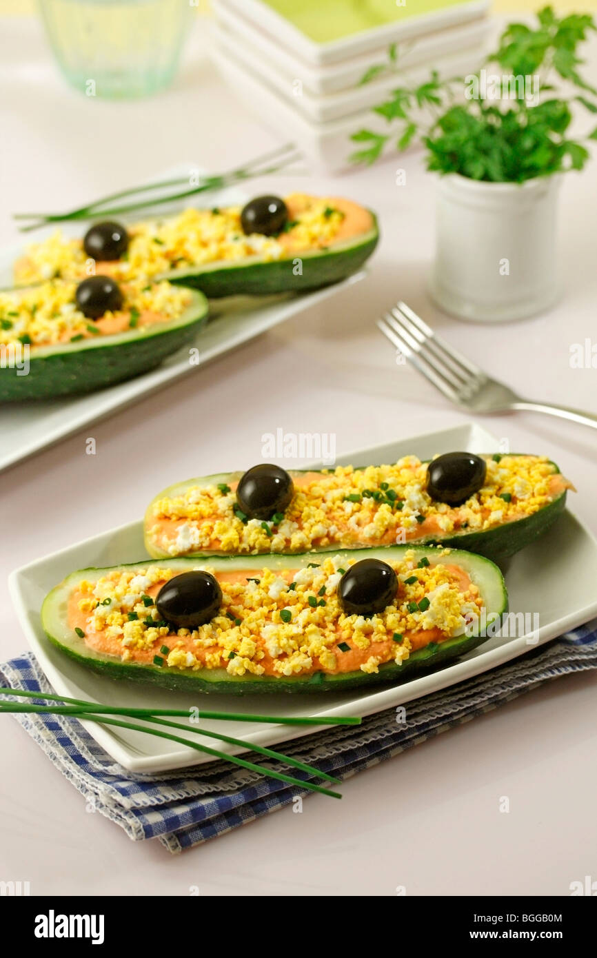 Stuffed cucumbers. Recipe available Stock Photo - Alamy