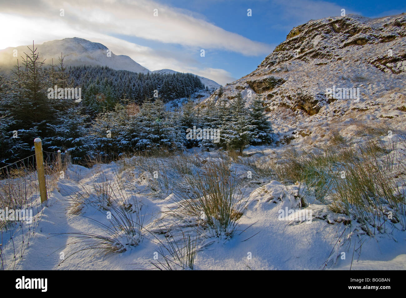 Snow landscape, Glen Croe, Arrochar, Scotland, Argyll, December 2009 ...
