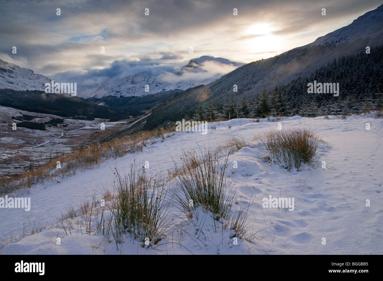 Snow landscape, Glen Croe, Arrochar, Scotland, Argyll, December 2009 ...