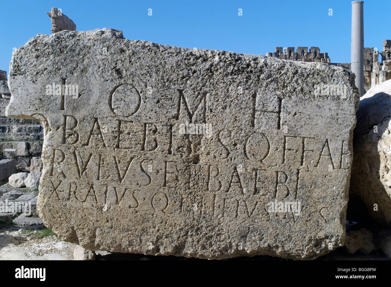 Stone inscription at Baalbek, UNESCO World Heritage Site, Lebanon ...