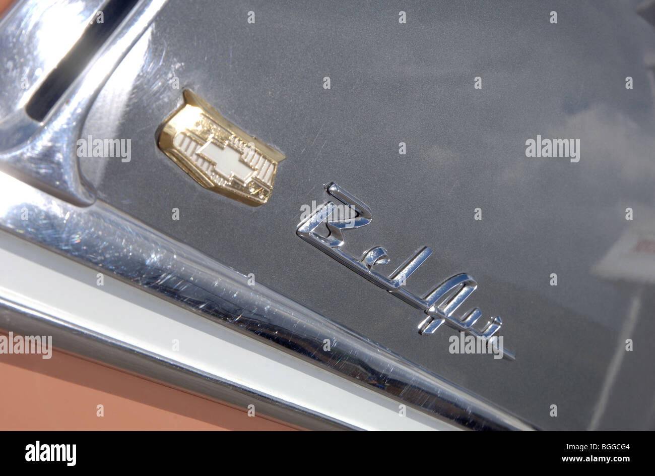 55 Chevy Bel Air Convertible, 50s American icon, badge and name script ...