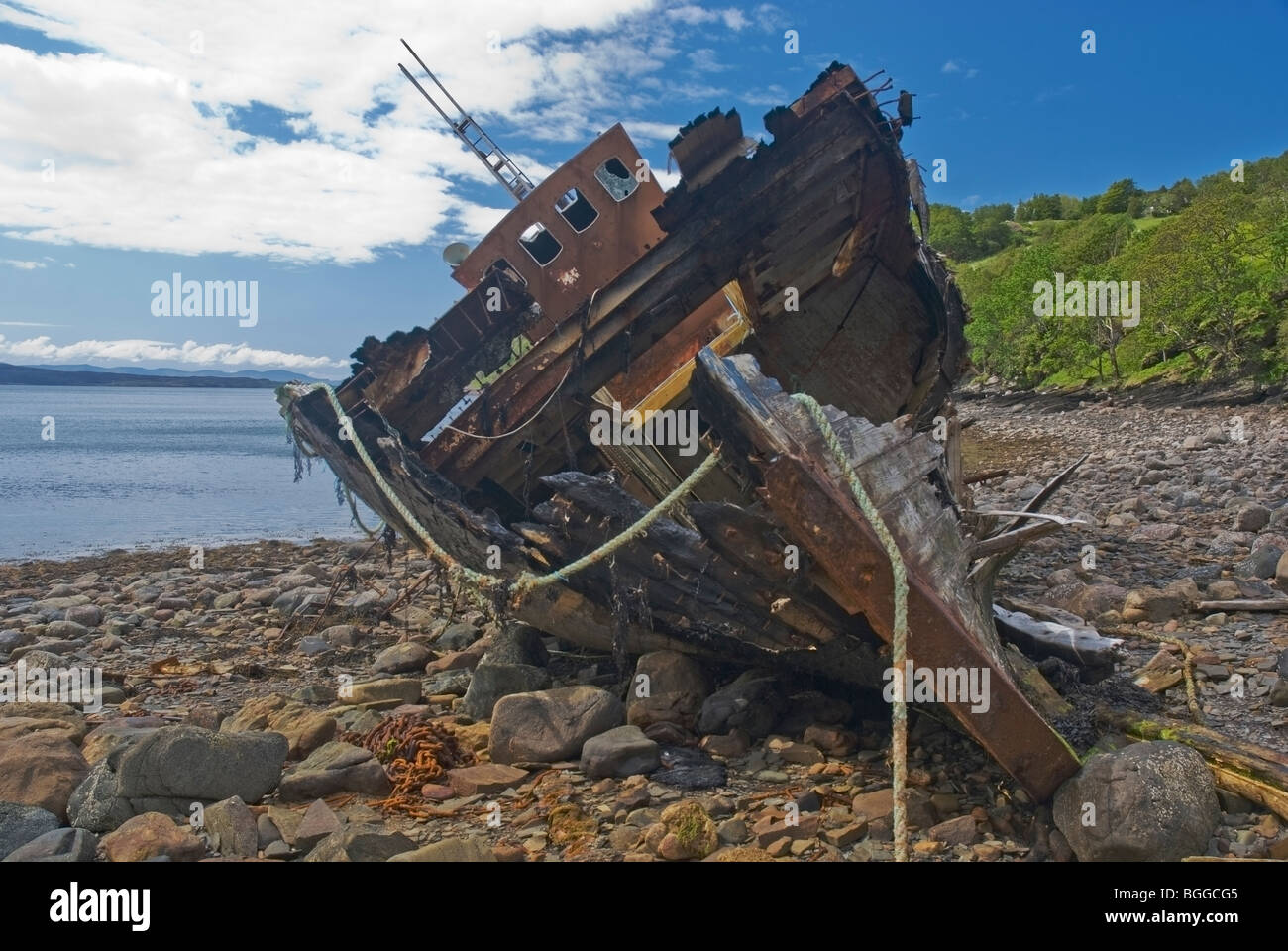 The wreck of the Dayspring trawler at Lower Diabaig, Scotland Stock ...