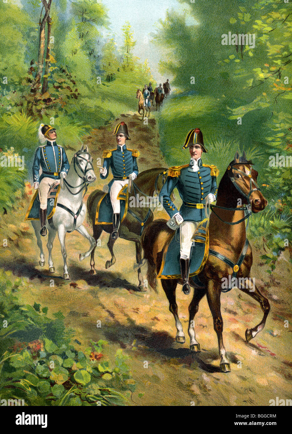 Pictured here are a U.S. Army general in 1812 with his staff officers ...