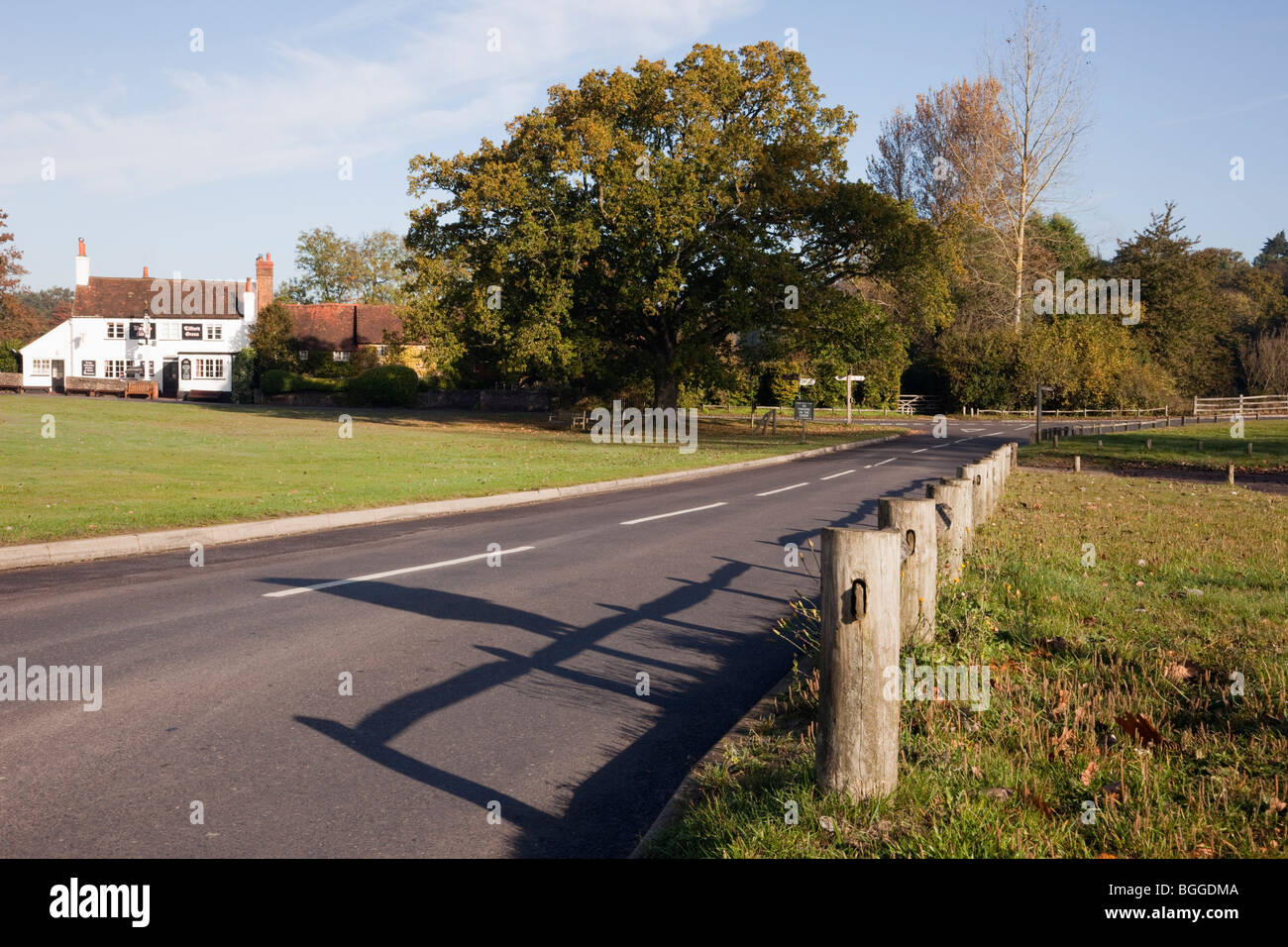Tilford, Surrey, England, UK, Europe. Country road and village green ...