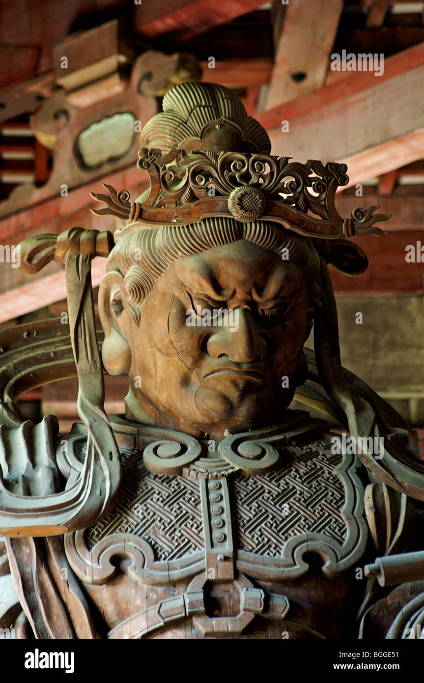 Carved wooden temple guardian. Todaiji temple, Nara Japan Stock Photo ...