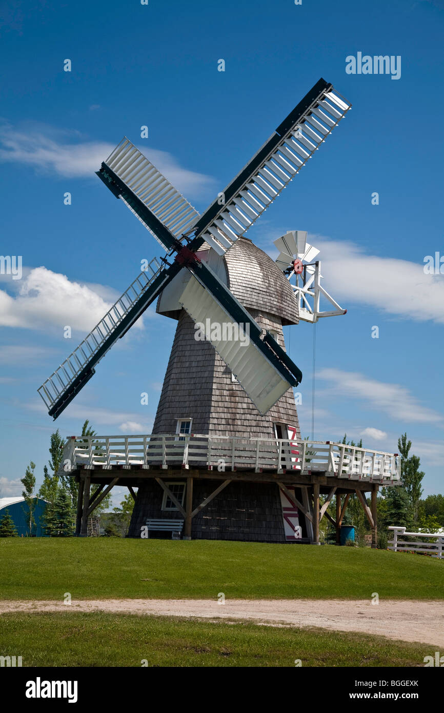 Historic Windmill at seen at Mennonite Heritage Village in Steinbach ...
