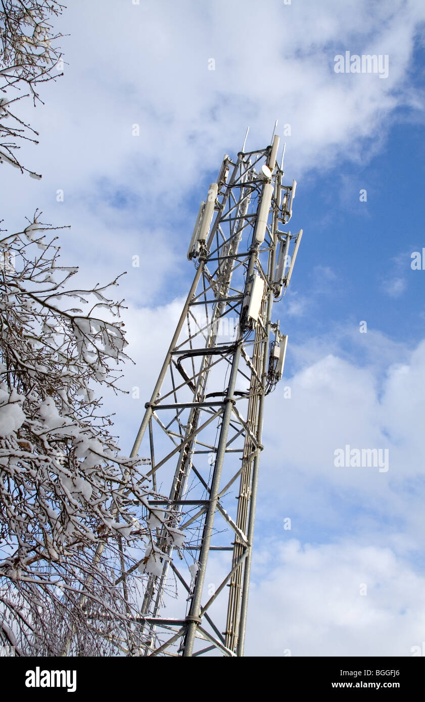 A mobile telephone mast with snow Stock Photo - Alamy
