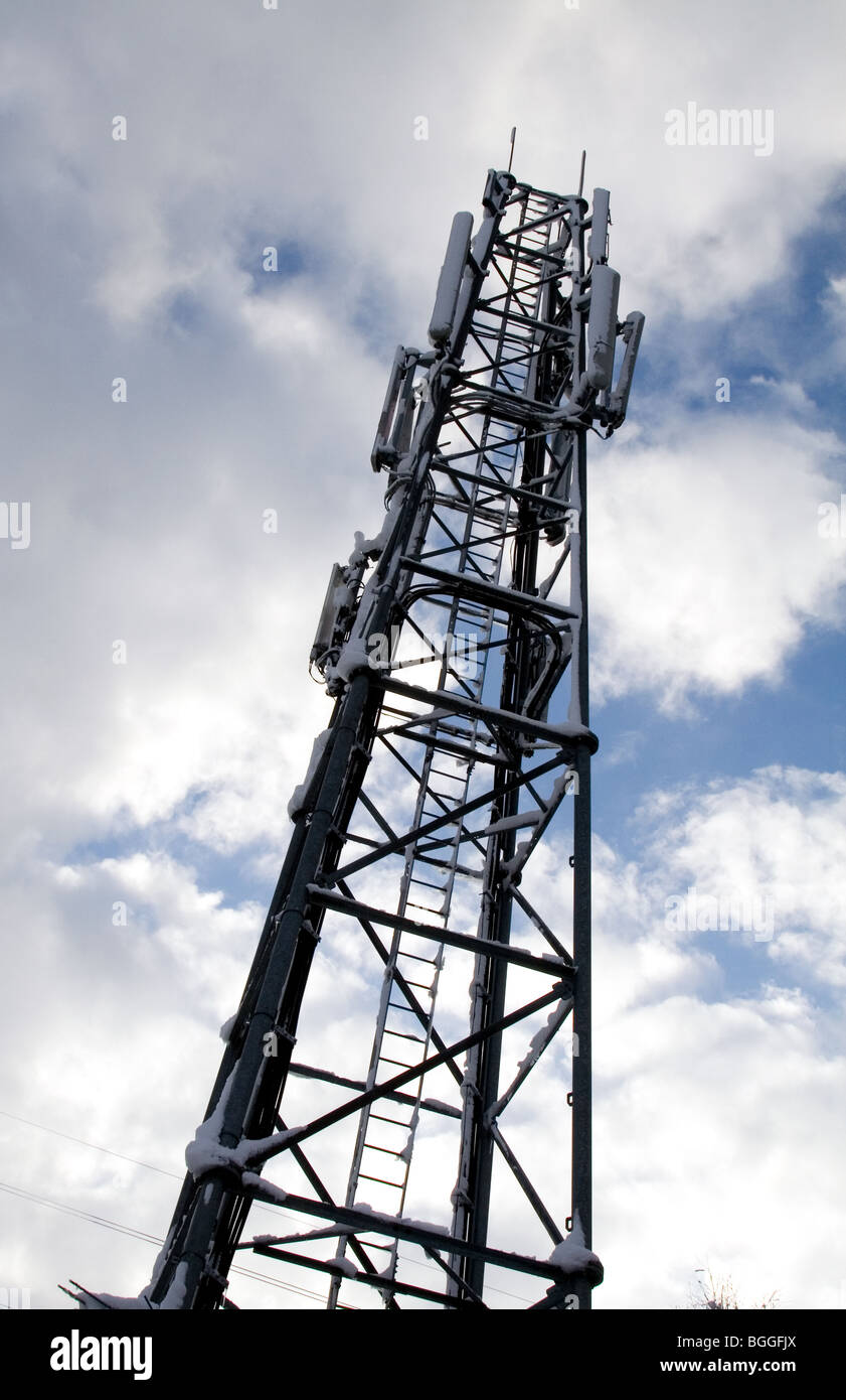 A mobile telephone mast with snow Stock Photo - Alamy