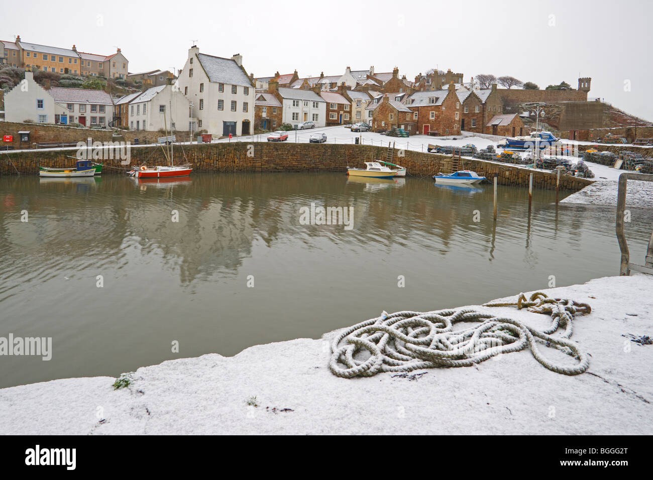 Crail Harbour in Snow. Neuk of Fife, Coastal path, Scotland, October ...