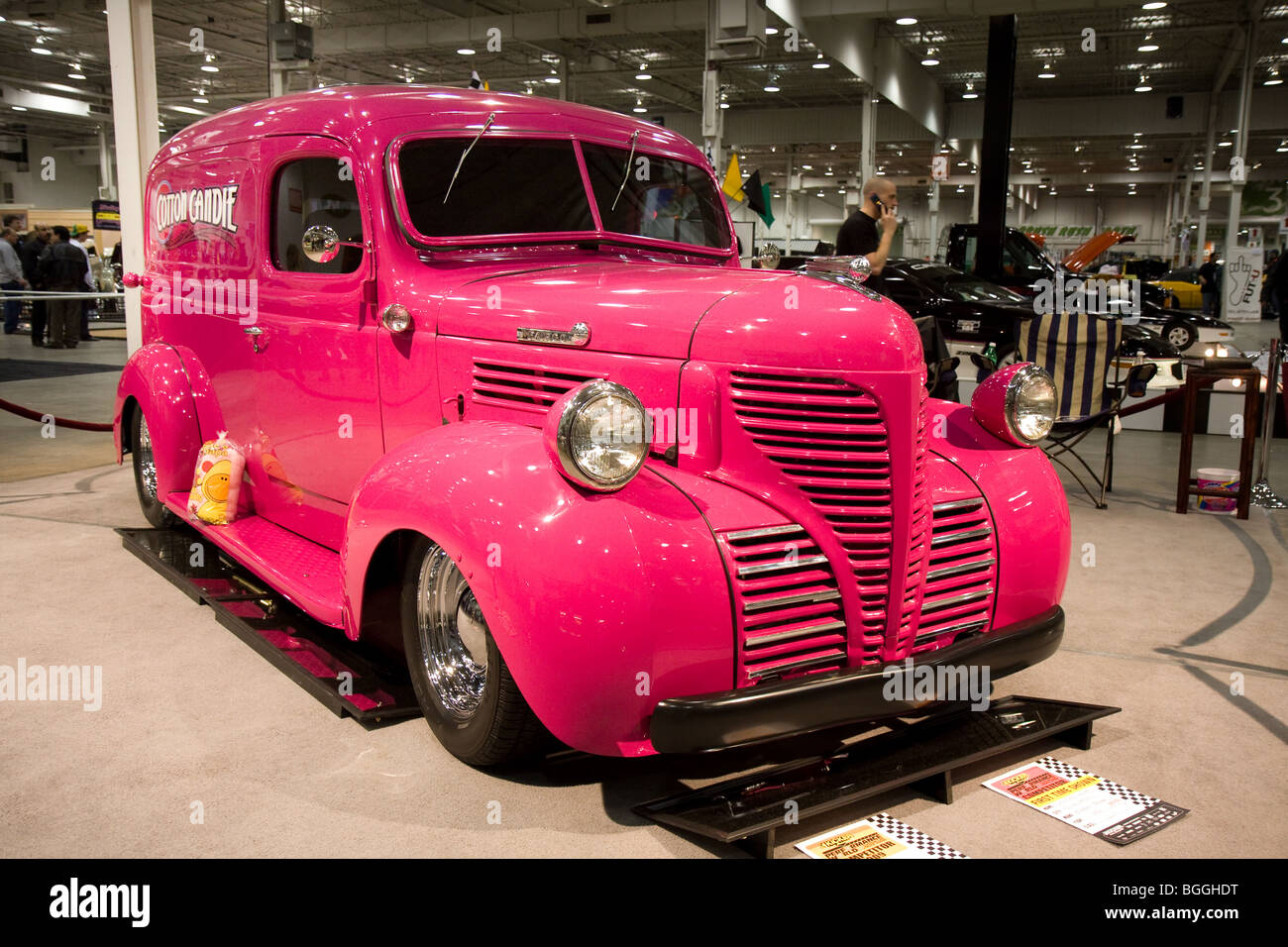 Custom vintage classic American retro cars on display at a car local ...