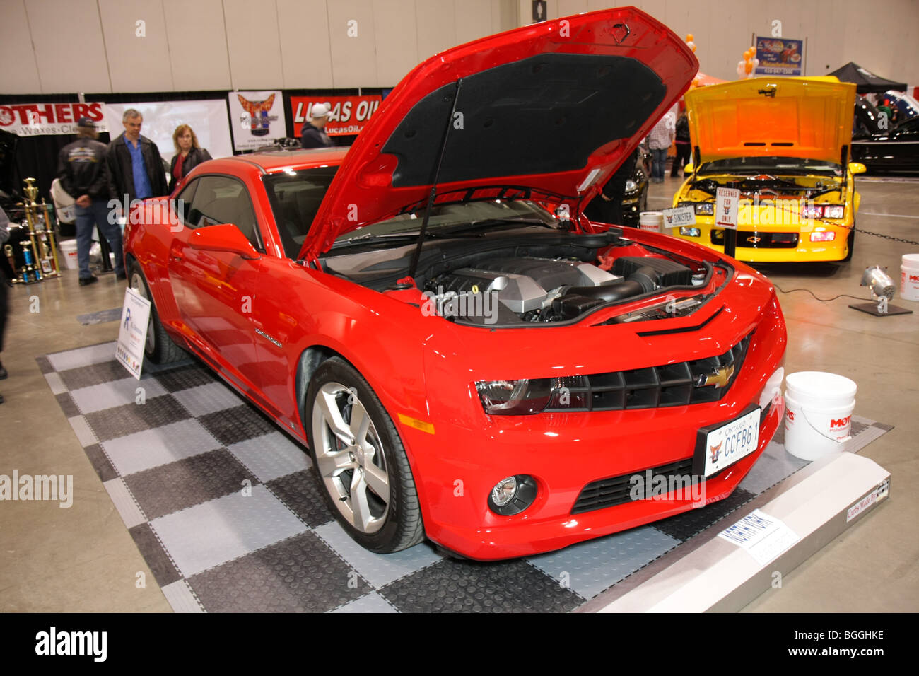 Custom vintage classic American retro cars on display at a car local ...