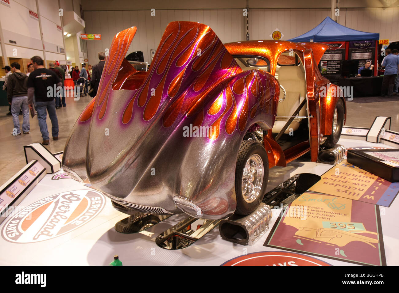 Custom vintage classic American retro cars on display at a car local ...