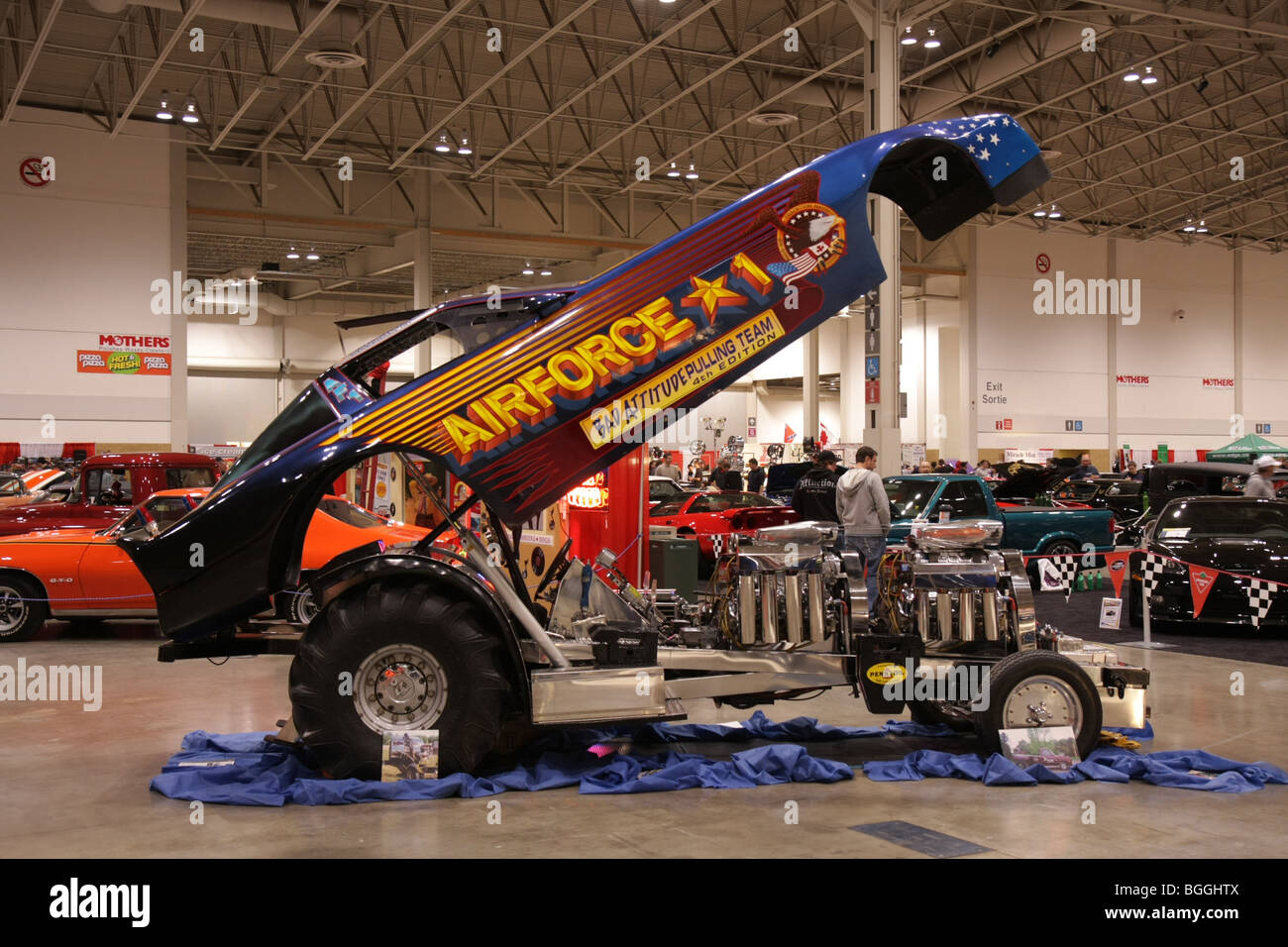 Custom vintage classic American retro sports cars on display at a car ...