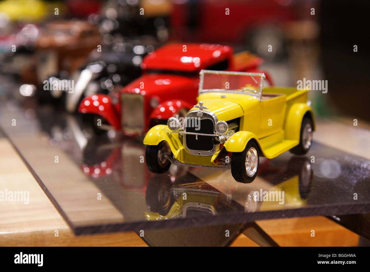 Custom vintage classic American retro cars on display at a car local ...