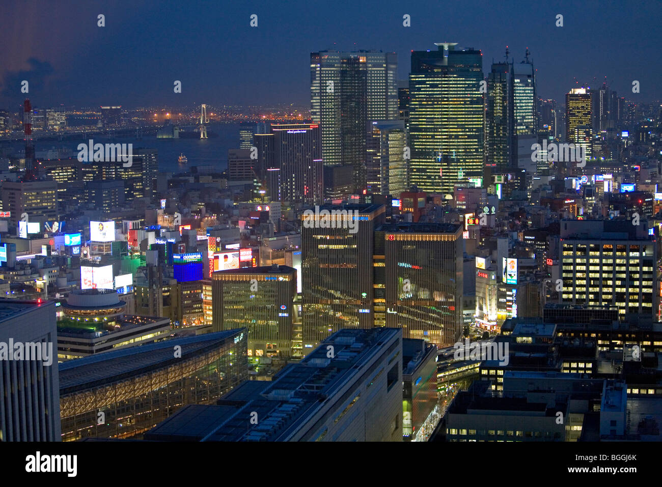 Cityscape of Tokyo at night, Japan, aerial perspective Stock Photo - Alamy