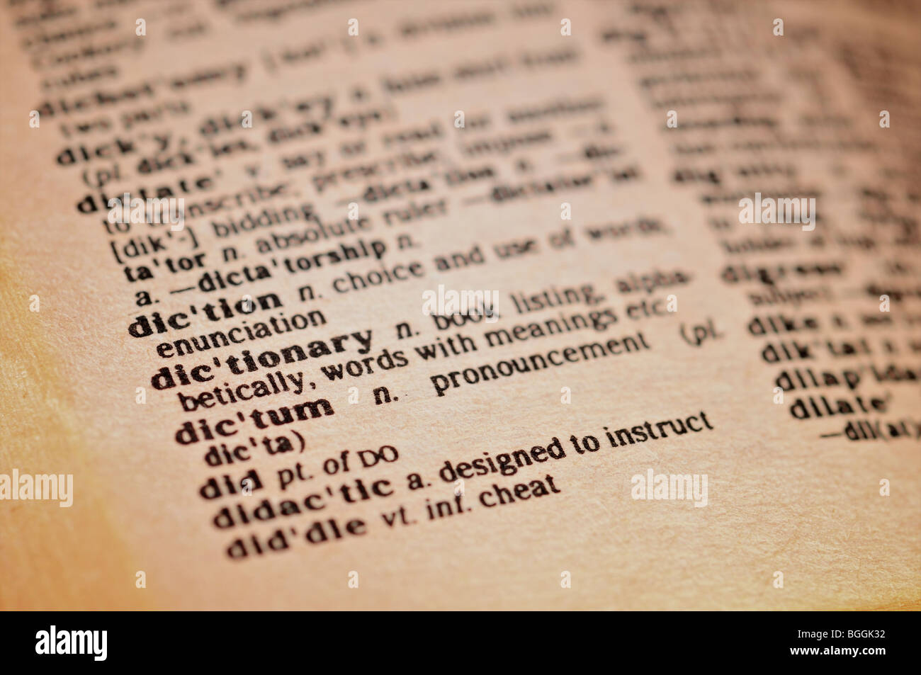 Page in a dictionary, with the word 'dictionary' highlighted Stock ...