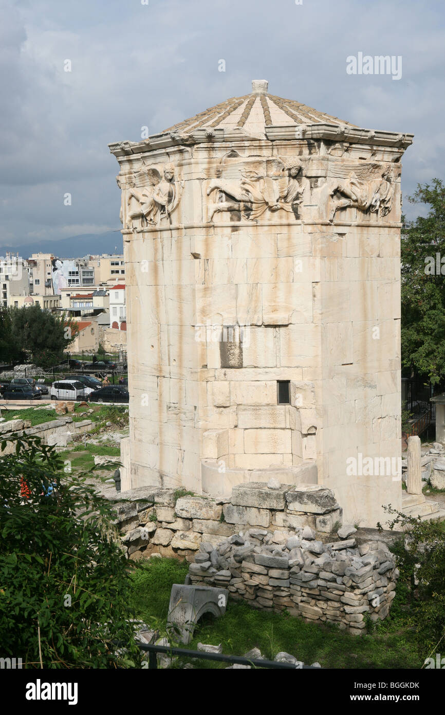 Tower of the winds or Horologion of Andronikos featuring carvings of ...