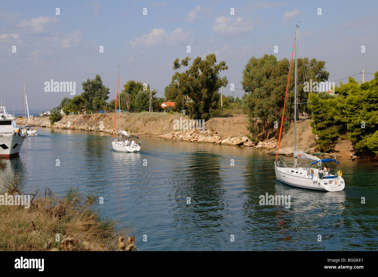 Holidaymakers sailing under power on a Neilson Holidays yacht seen ...