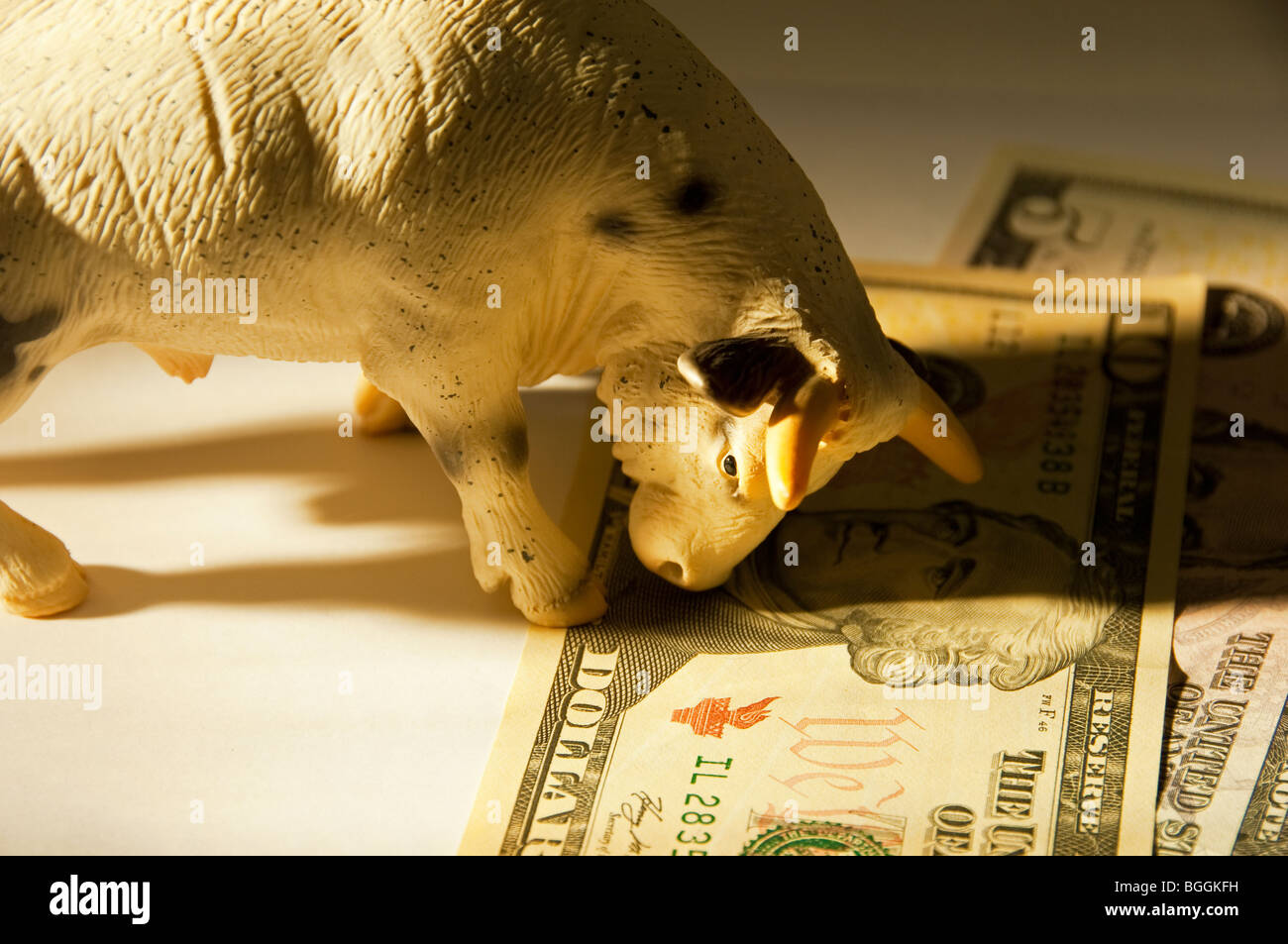 Concept, Bull, Market dollar bills Stock Photo - Alamy