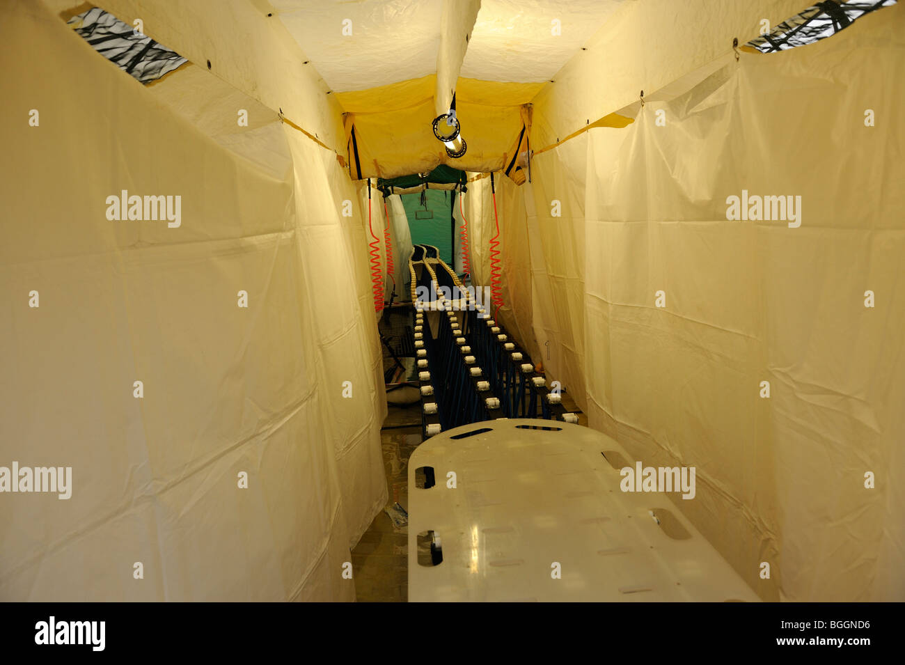 Fire Service Mass Decontamination shower showing patslides inside Stock ...