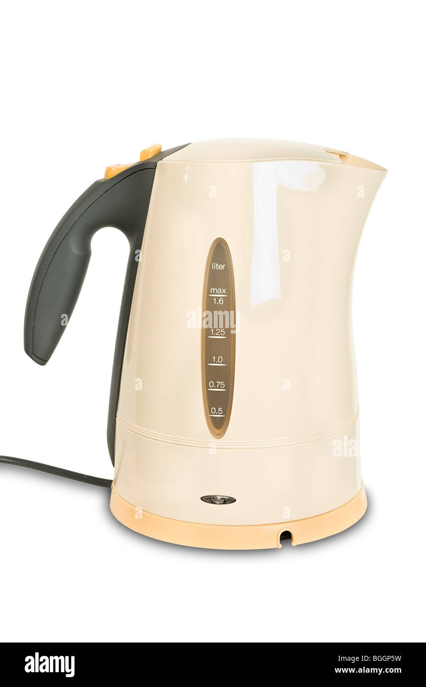 Electrical modern kettle isolated over white background with cable ...