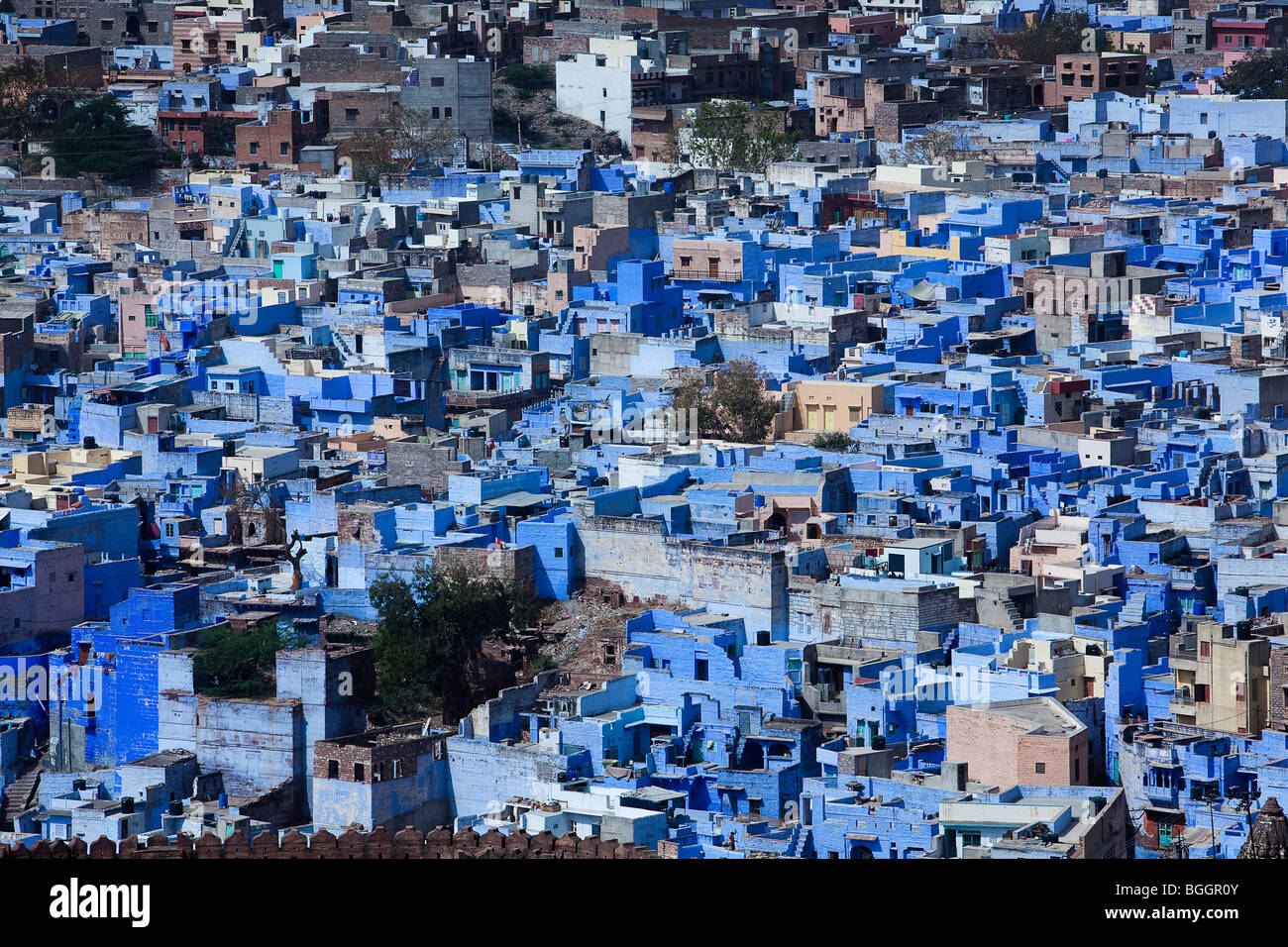 blue house in the beautiful city of jodhpur in rajasthan state in india ...