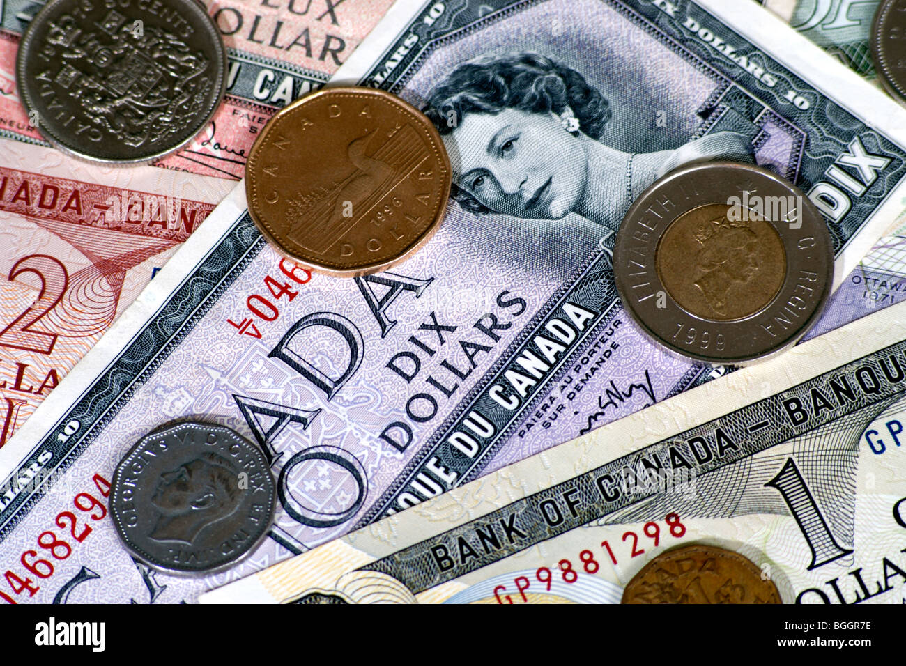 Canadian money collage Stock Photo - Alamy